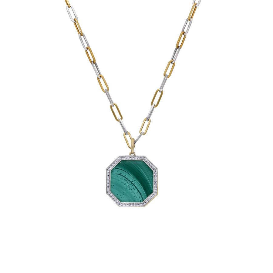 Large Octagon Malachite Diamond Link Chain Pendant – KAJ Fine Jewellery